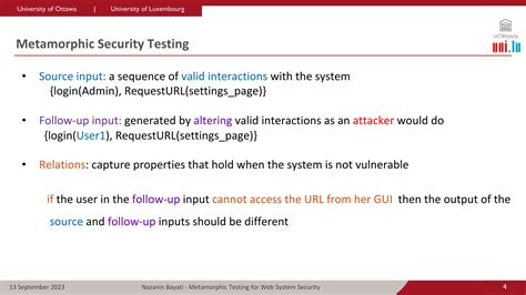 Metamorphic Testing For Web System Security Ppt