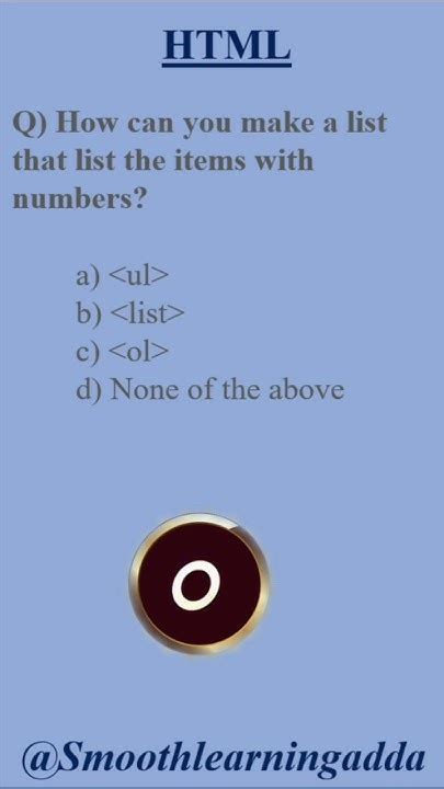 Html Mcq Interview Test Questions Shorts Shortsfeed Youtubeshorts Knowledge Learning Html