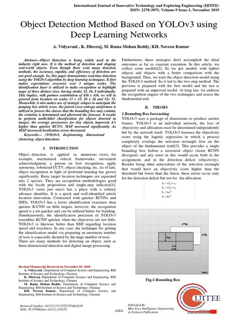 Object Detection Method Based On Yolov3 Using Deep Learning Networks