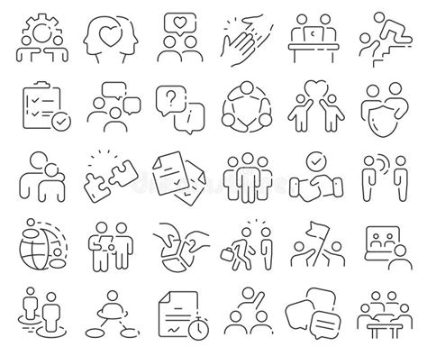 Cooperation Line Icons Collection Thin Outline Icons Pack Stock Vector Illustration Of