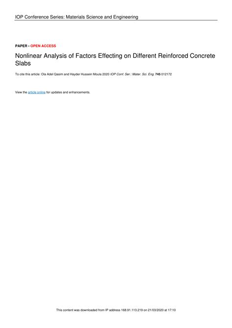Pdf Nonlinear Analysis Of Factors Effecting On Different Reinforced