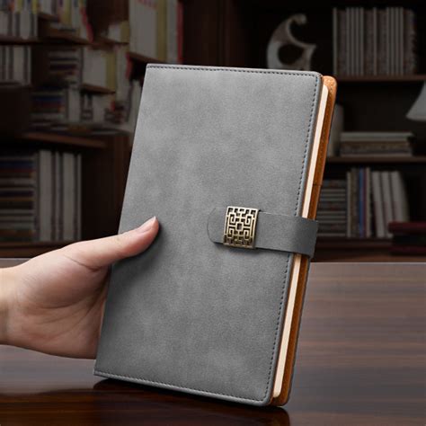 노트북 비즈니스 복고풍 간단한 노트북 사무실 메모장 회색 A5 창 그릴 마그네틱 버클