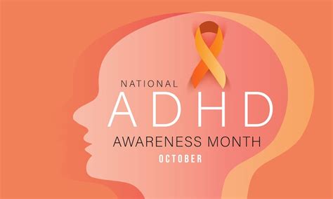 국가 Adhd 인식의 달 배경 배너 카드 포스터 템플릿 벡터 그림 프리미엄 벡터