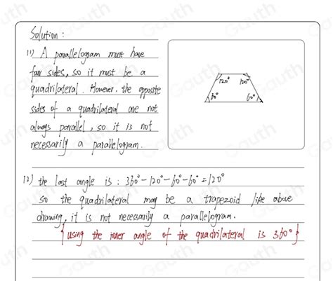 Solved 1 Explain Why Every Parallelogram Is A Quadrilateral But Not Every Quadrilateral Is A