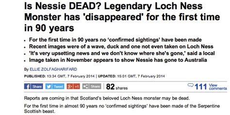 Is The Loch Ness Monster Dead Is This Newspaper Headline A Parody Huffpost Uk