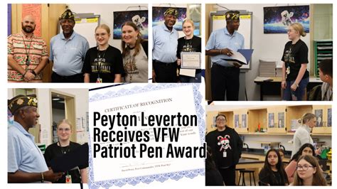 Peyton Leverton Receives Vfw Patriot Pen Award Lytle Independent School District