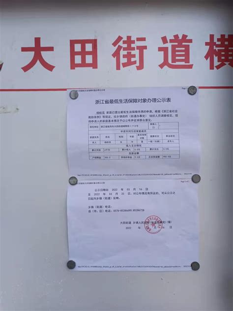 大田街道 年上半年城乡低保特困人员供养临时救助结果信息