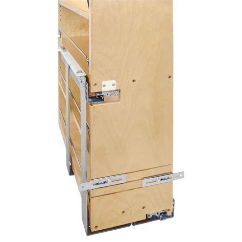 REV A SHELF Base Cabinet Organizer With Utensil Bins Natural Maple Bottom Side Mount