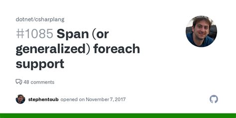 Span Or Generalized Foreach Support · Issue 1085 · Dotnetcsharplang