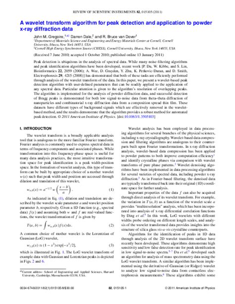 Pdf A Wavelet Transform Algorithm For Peak Detection And Application