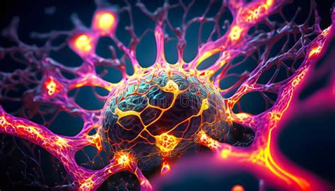 microscopic of neural network brain cells generative ai stock