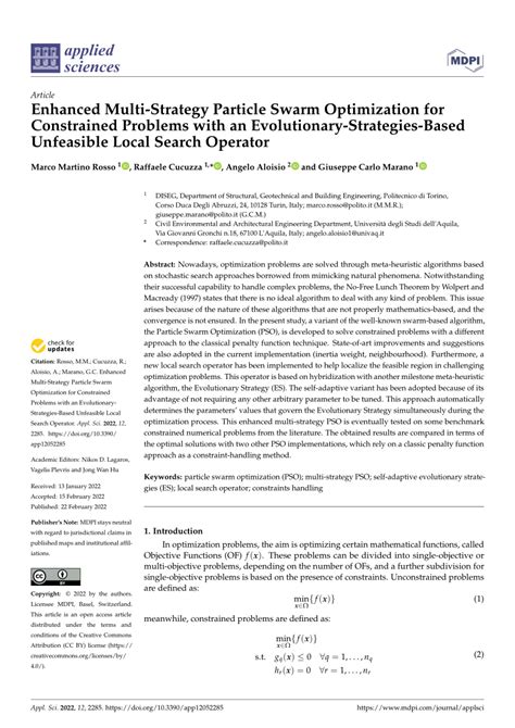 Pdf Enhanced Multi Strategy Particle Swarm Optimization For