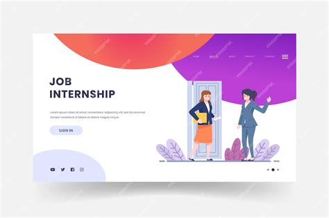 Free Vector Internship Job Web Page