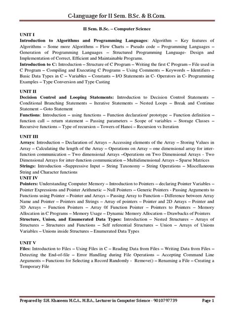 c language notes pdf