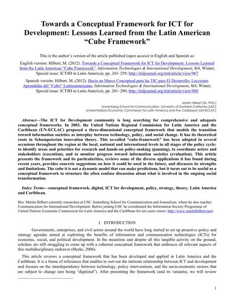 Pdf Towards A Conceptual Framework For Ict For Development · Towards A Conceptual