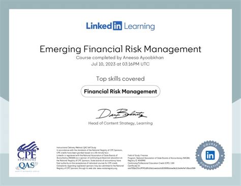 aneesa ayoobkhan on linkedin successfully completed a course on emerging financial risk management…