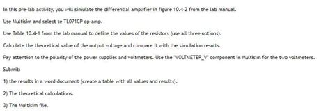Solved In This Pre Lab Activity You Will Simulate The Chegg