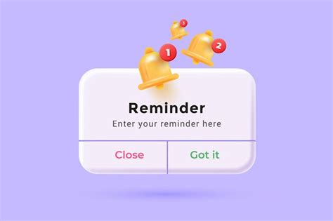 Premium Vector Reminder 3d Illustration Notifications Page With