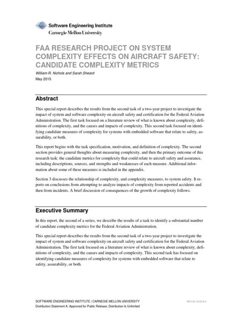 Faa Research Project On System Complexity Effects On Aircraft Safety