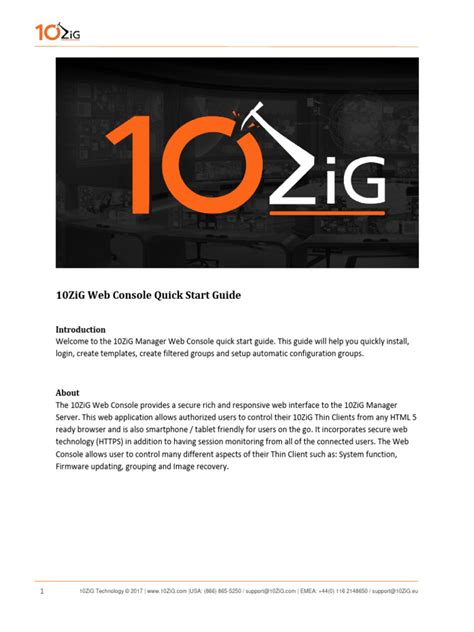 10zig Web Console Quick Start Guide Pdf World Wide Web Internet And Web