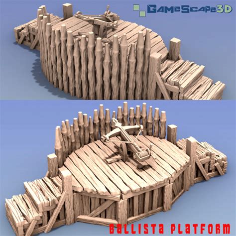 3d Printable Ballista Platform With Palisade By Gamescape3d