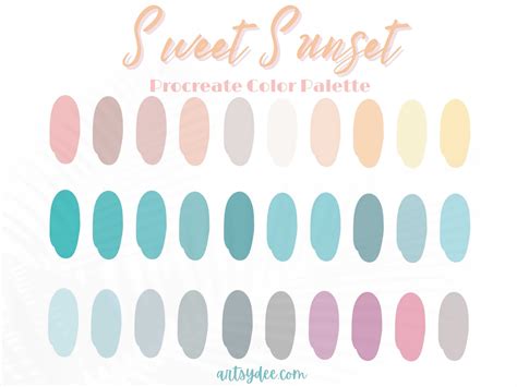 Sunset Palette Procreate 4 Exquisite Combos Artsydee Drawing