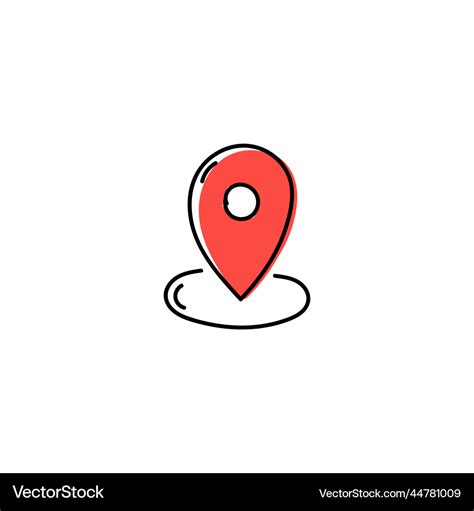Red Navigation Web Map Pointer Hand Drawn Vector Image