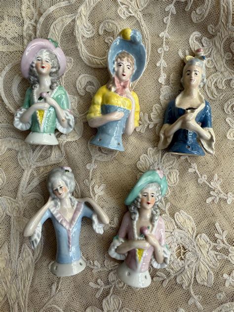 Antique Bisque Porcelain Half Doll Pin Cushion Doll Etsy Uk