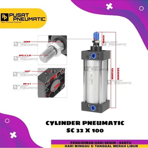 Jual PNEUMATIC STANDARD CYLINDER SC 32X100 / sc 32 X 100 | Shopee Indonesia
