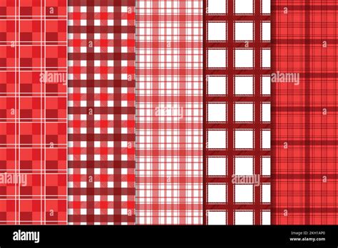 Seamless Gingham Plaid Pattern Bundle Vector For Fabric And T Shirt Design Endless Plaid