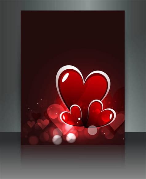 발렌타인 데이 카드 심장 반사 브로셔 템플릿 배경 벡터 일러스트 레이 션 Ai Eps Uidownload