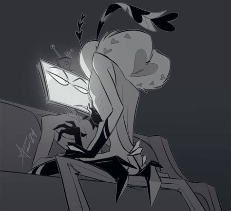 Rule 34 Black And White Couch Couch Sex Sketch Valentino Hazbin Hotel Vox Hazbin Hotel