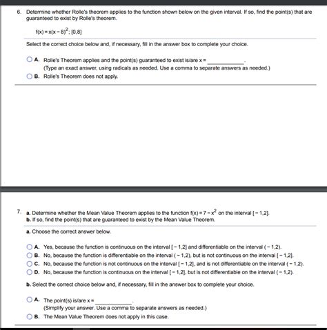 Solved 6 Determine Whether Rolle S Theorem Applies To The Chegg Com