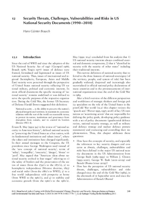 Pdf Security Threats Challenges Vulnerabilities And Risks In Us National Security Documents