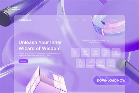 quiz website glass morphism design style figma