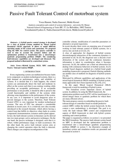 Pdf Passive Fault Tolerant Control Of Motorboat System
