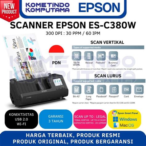 Jual Es C380w A4 Scanner Document Epson Workforce Esc380 Portable Sheet Fed Usb Wi Fi 30 Ppm