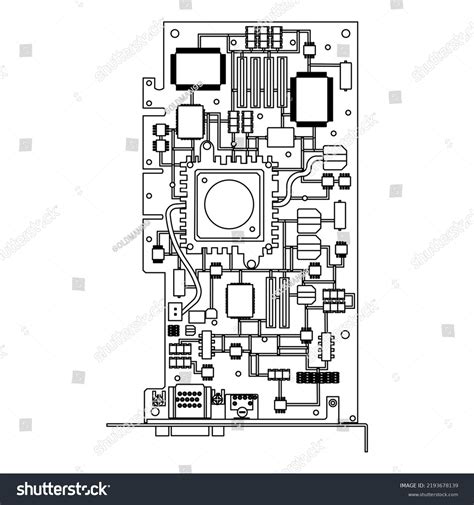 Cpu Chip Technology Digital Electronic Outline Stock Illustration