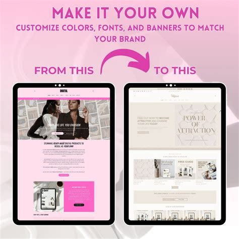 Feminine Pink Shopify Theme For Selling Digital Products Ecommerce Clean Minimal Website