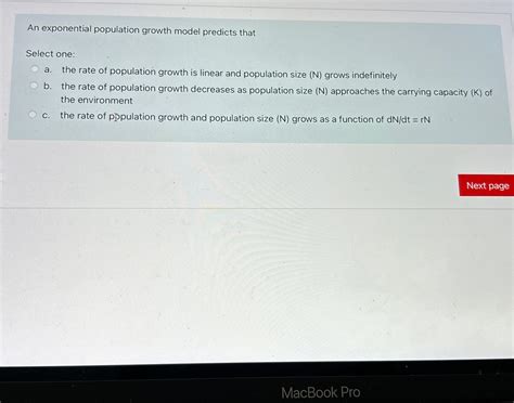 Solved An Exponential Population Growth Model Predicts