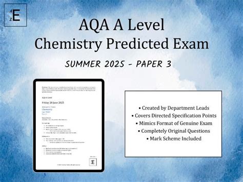 Summer 2025 Aqa A Level Chemistry Predicted Exam Paper 3 Teaching Resources