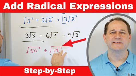 Add And Subtract Radical Expressions Square Roots Youtube