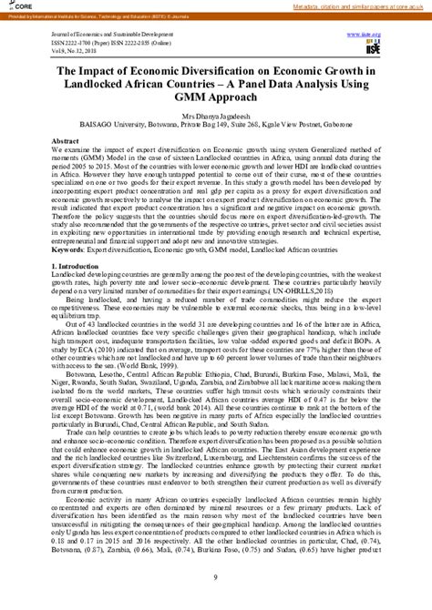 Pdf The Impact Of Economic Diversification On Economic Growth In Landlocked African Countries