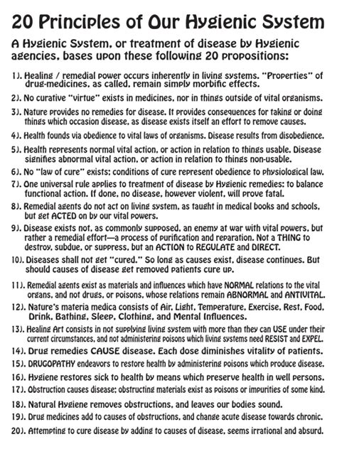 20 Principles Of Our Hygienic System Pdf Hygiene Cure