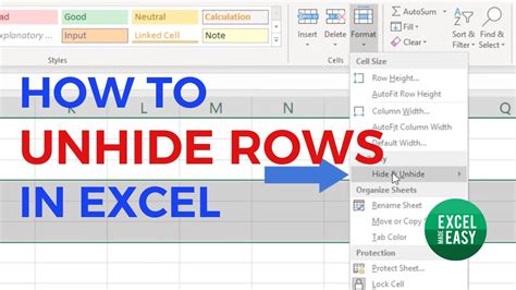 How To Unhide Rows In Excel Youtube