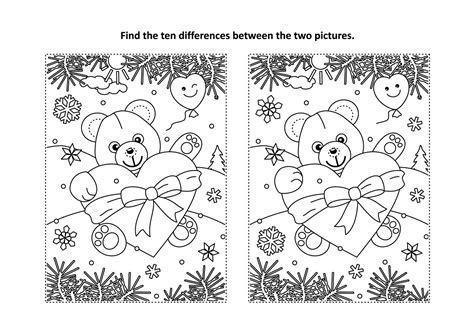 5 Valentines Day Spot The Difference Free Printable Coloring Pages