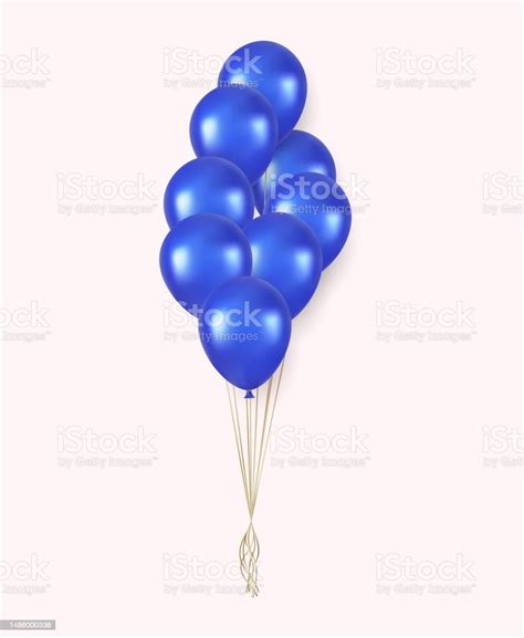 3d 현실적인 파란색 생일 축하 풍선 파티 및 축하를 위해 비행 파란색에 대한 스톡 벡터 아트 및 기타 이미지 파란색 풍선 금색 Istock