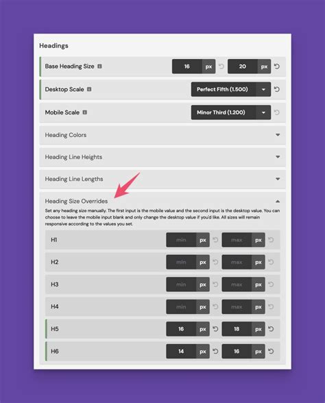 fluid headings automatic css