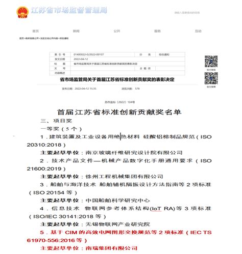 电网调度控制领域国际标准获首届江苏省标准创新贡献奖一等奖 新闻频道 和讯网