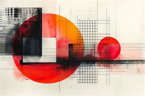Abstract Geometric Artwork With Bold Red And Orange Shapes Ideal For Contemporary Art